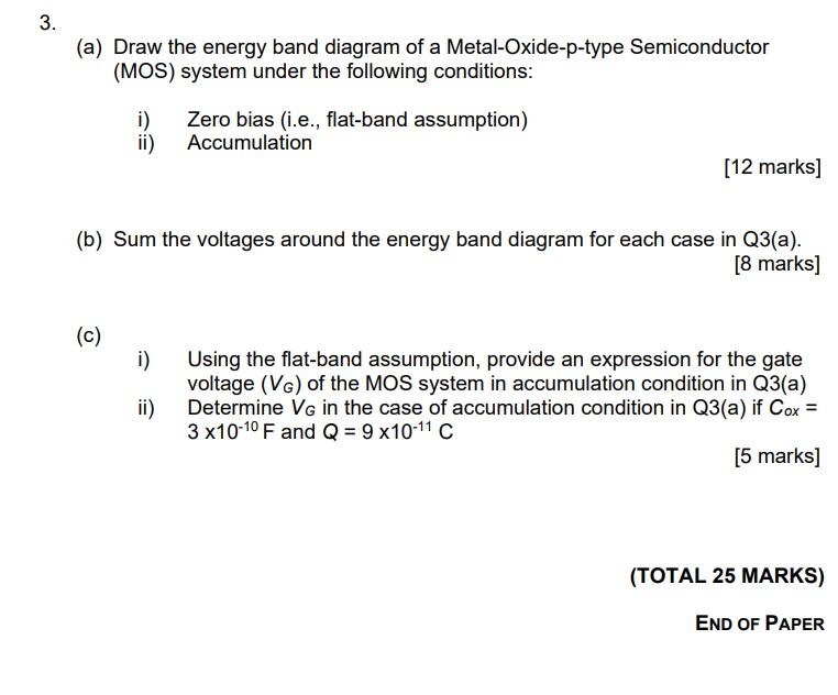 Solved 3. (a) Draw the energy band diagram of a | Chegg.com