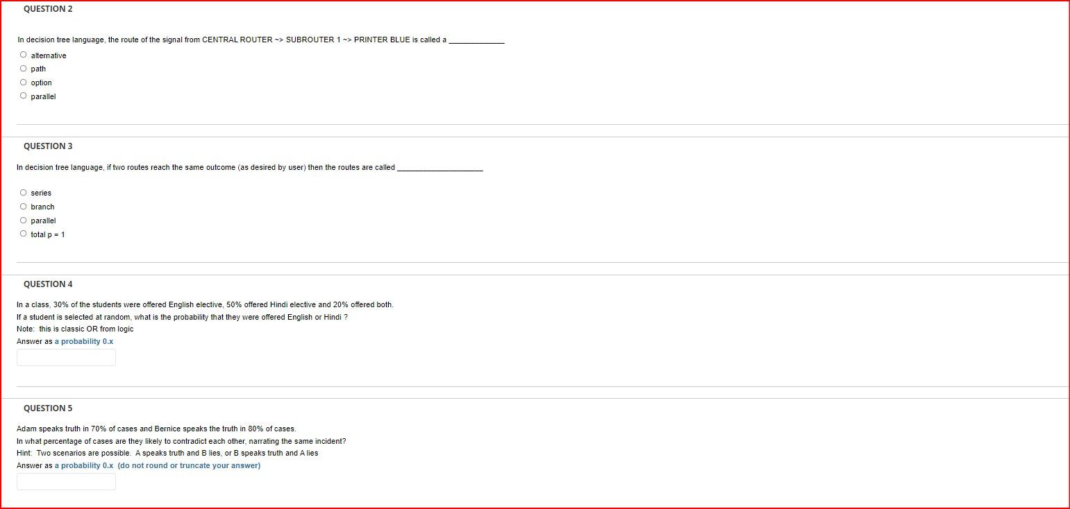 Solved QUESTION 2 In decision tree language, the route of | Chegg.com