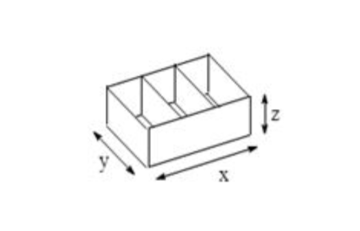 Solved A rectangular box with no top and two parallel | Chegg.com