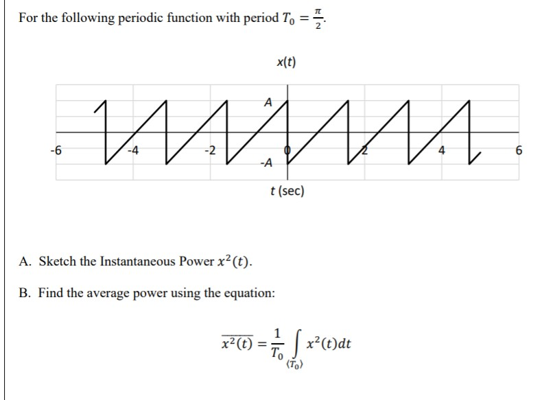 Solved For the following periodic function with period To =- | Chegg.com