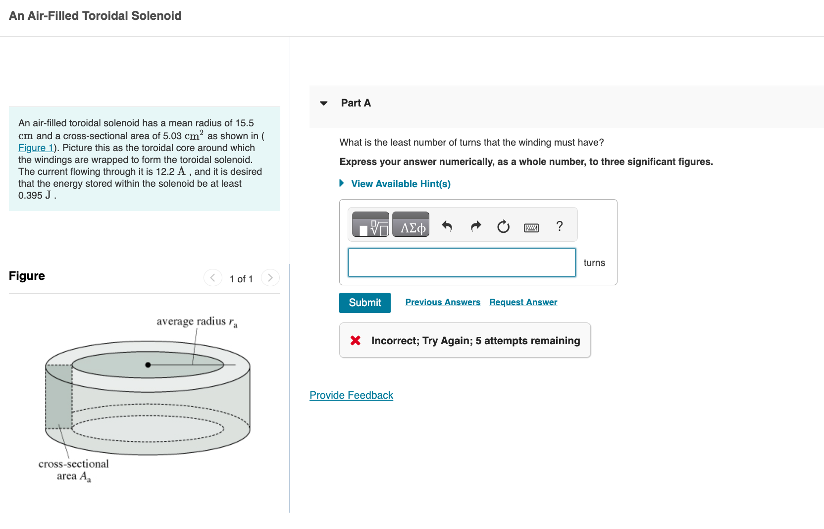 Solved An Air-Filled Toroidal Solenoid An air-filled | Chegg.com
