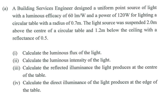 Solved (a) ﻿A Building Services Engineer designed a uniform | Chegg.com
