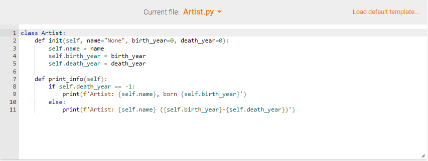 Solved Define the Artist class in Artist.py with | Chegg.com