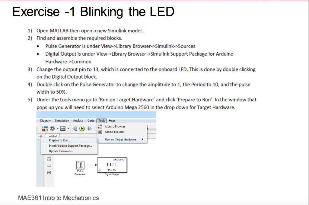 Exercise 1 Blinking The Led Arduino Mega 2560