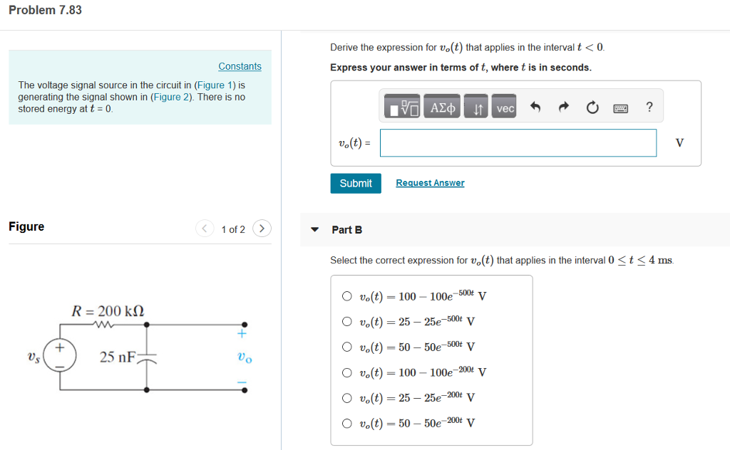 Solved Problem 7.83 Derive the expression for vo(t) that | Chegg.com