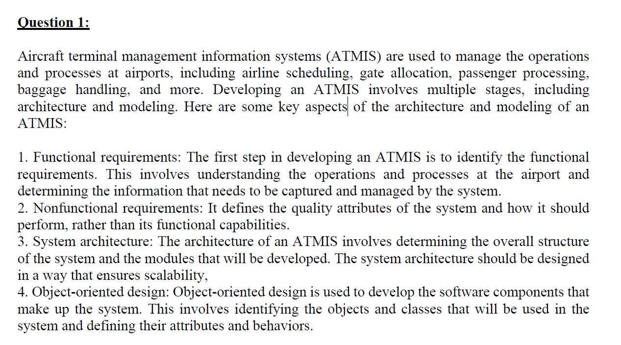 Aircraft terminal management information systems | Chegg.com