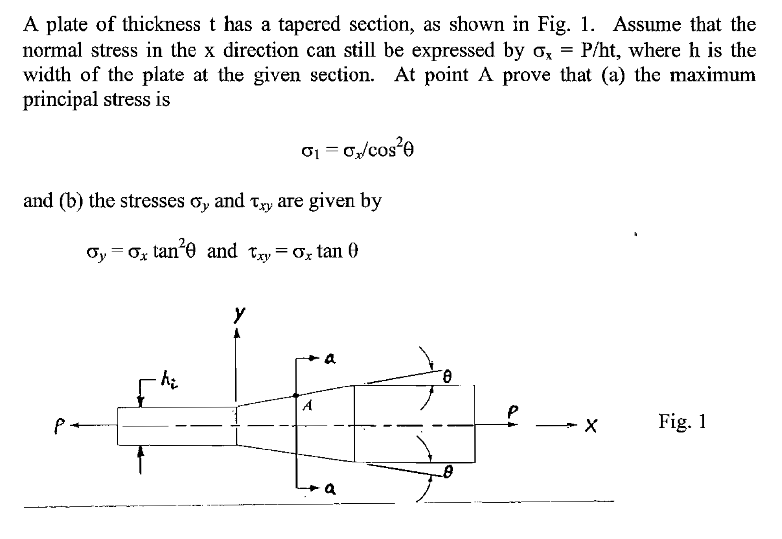 Solved A plate of thickness t ﻿has a tapered section, as | Chegg.com