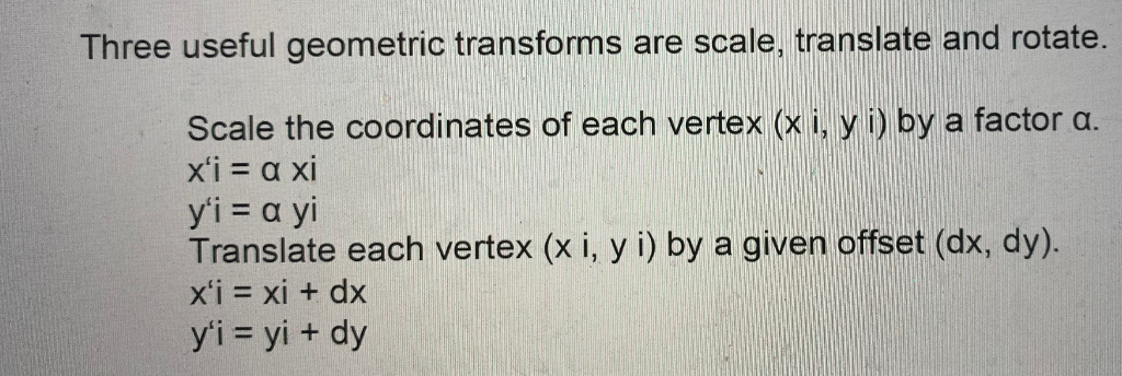 Solved 1. Polygon transform (25 points). Write a library of | Chegg.com