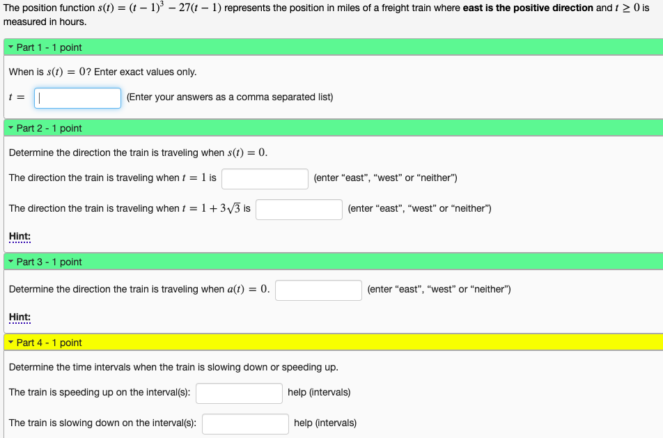 Solved - 27(1 - 1) represents the position in miles of a | Chegg.com