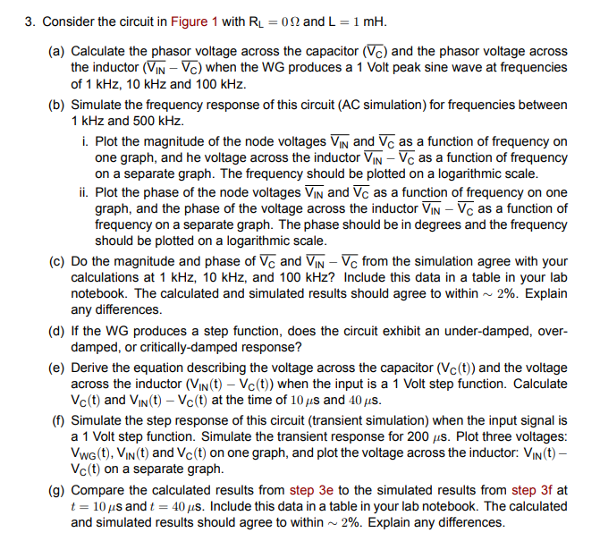 Solved Figure 1: RLC circuit analyzed and measured in Lab | Chegg.com