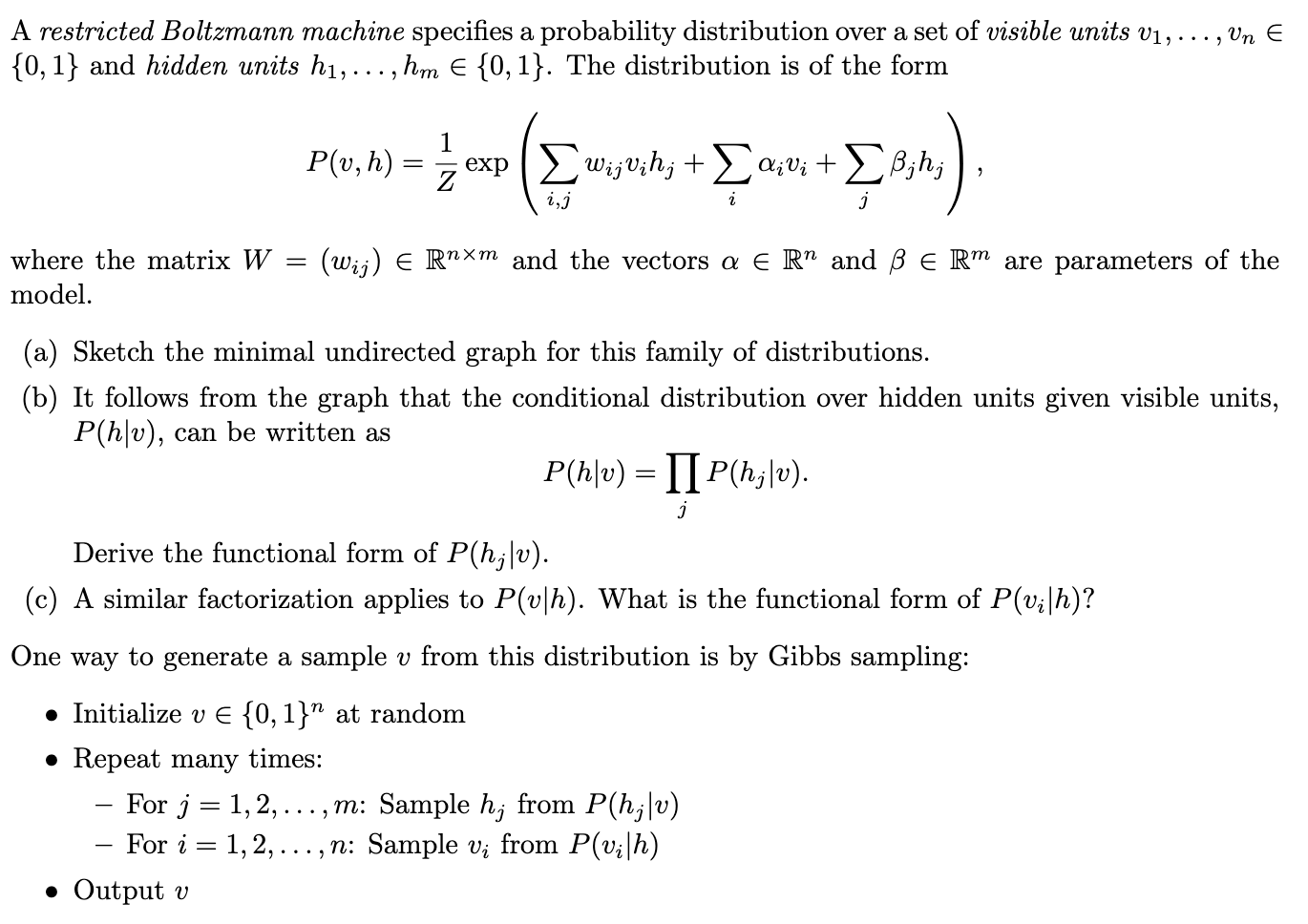 Solved A restricted Boltzmann machine specifies a | Chegg.com