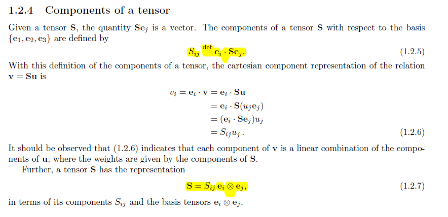 Solved 1.2.4 Components of a tensor Given a tensor S, the | Chegg.com
