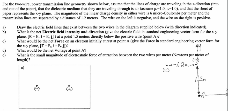 For the two-wire, power transmission line geometry | Chegg.com