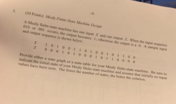 Solved A Mealy finite-state machine has one input X and one | Chegg.com
