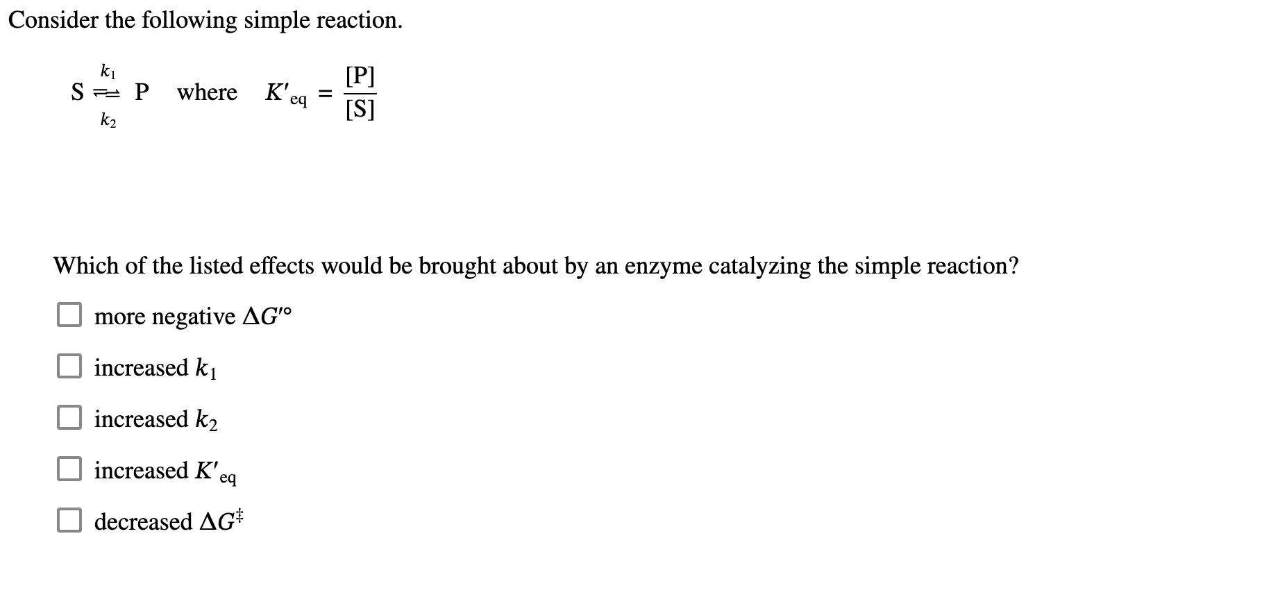 Solved Consider the following simple reaction.S(=?k1)Pk2, | Chegg.com