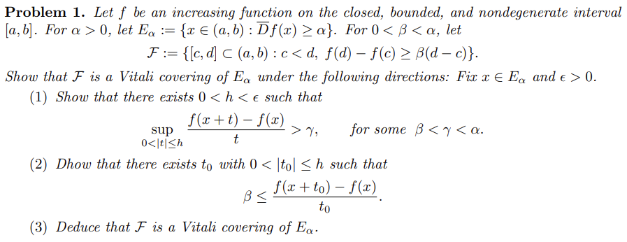 Problem 1. Let f be an increasing function on the | Chegg.com