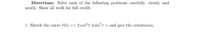 Solved Directions: Solve each of the following problems | Chegg.com