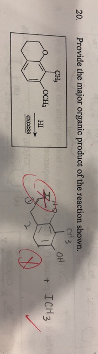 Solved 20. Provide the major organic product of the reaction | Chegg.com