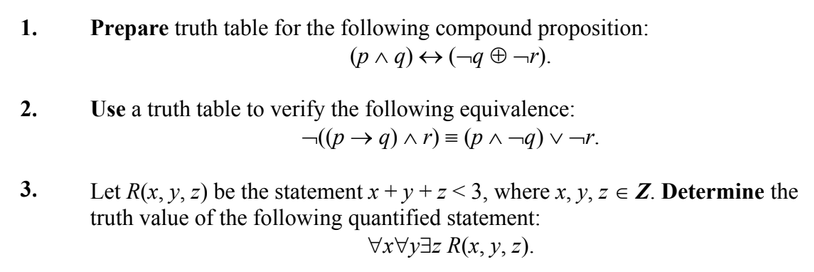 1. Prepare truth table for the following compound | Chegg.com