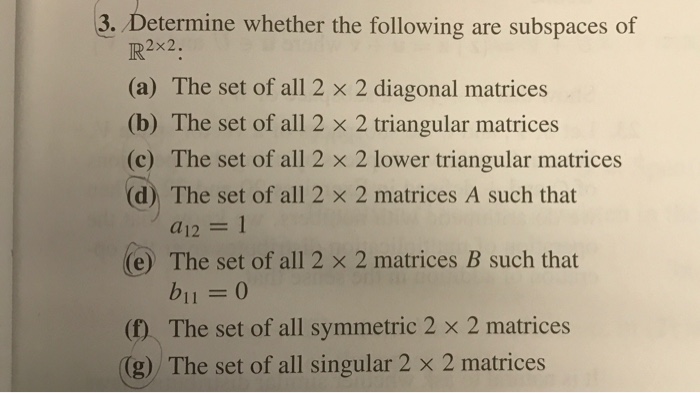 Solved Determine whether the following are subspaces of R^2 | Chegg.com