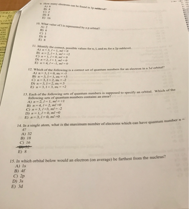 Solved How many electrons can be found in 3p sublevel? A) 6 | Chegg.com