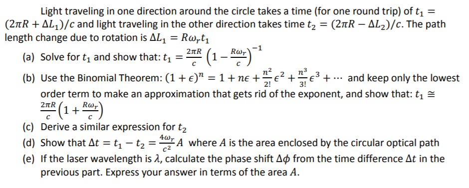 Solved Sagnac Interferometer Derive the formula for the | Chegg.com
