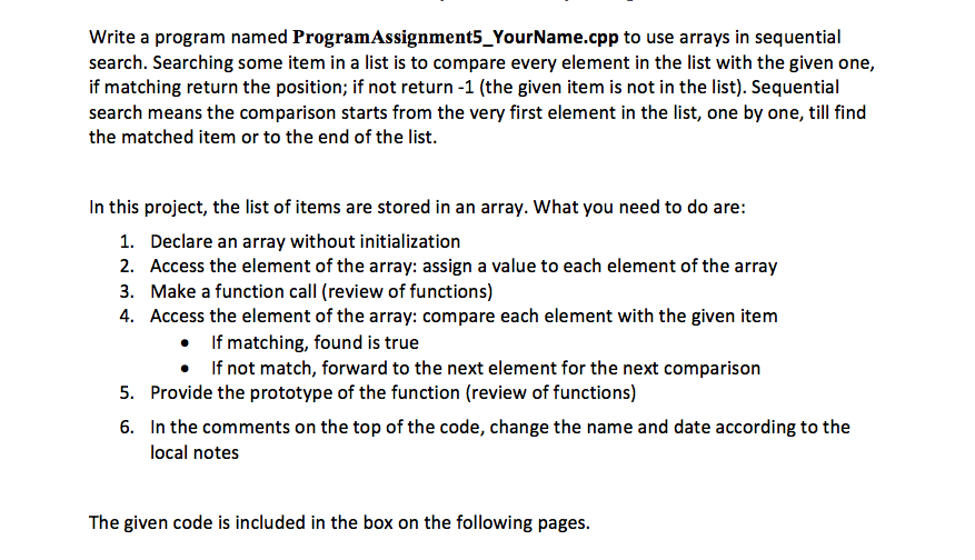 Solved Write a program named ProgramAssignment5_YourName.cpp | Chegg.com