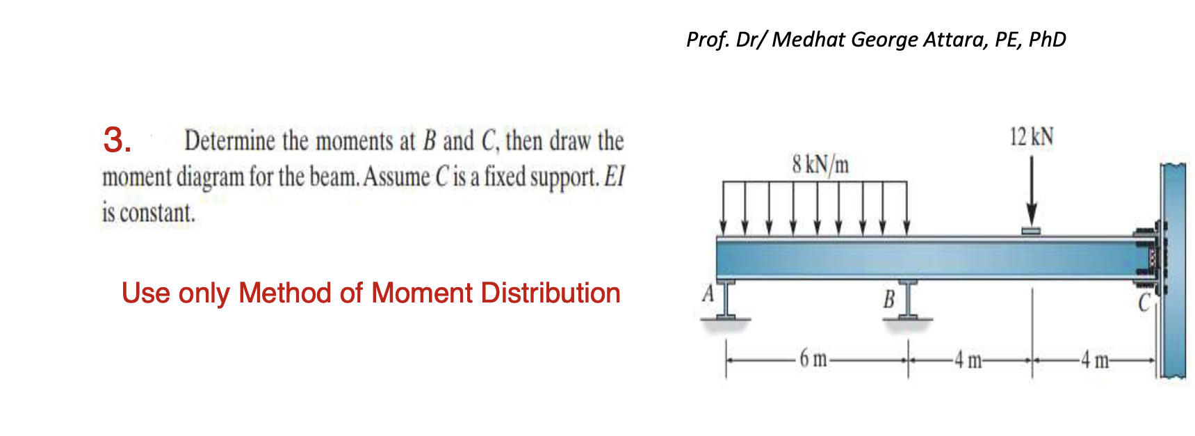 Solved Prof. Dr/ Medhat George Attara, PE, PhD 3. Determine | Chegg.com