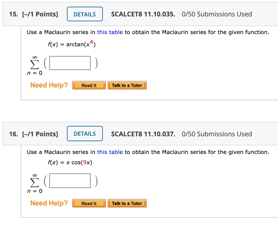 Solved 15. [-/1 Points] DETAILS SCALCET8 11.10.035.0/50 | Chegg.com
