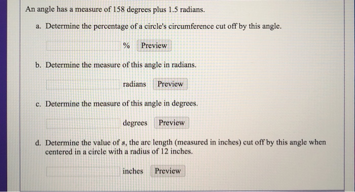 Solved An angle has a measure of 158 degrees plus 1.5 | Chegg.com
