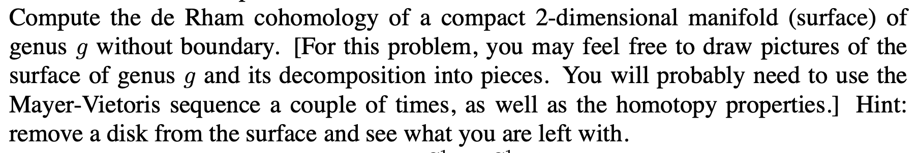 Compute the de Rham cohomology of a compact | Chegg.com