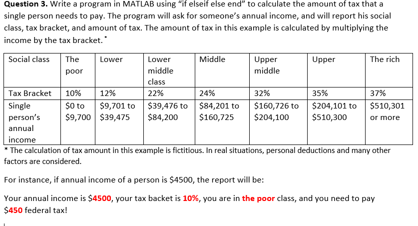 Solved Question 3. Write a program in MATLAB using "if | Chegg.com