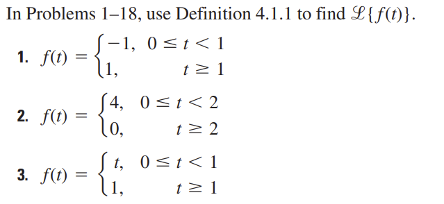 Solved In Problems 1−18, use Definition 4.1 .1 to find | Chegg.com
