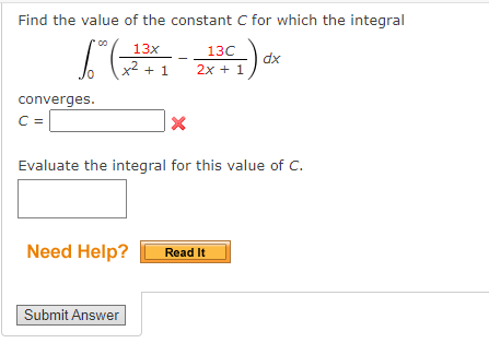 Solved Find the value of the constant C for which the | Chegg.com