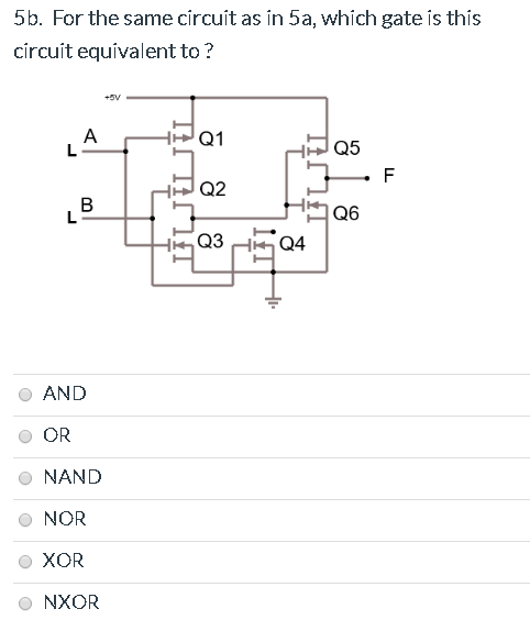 Solved 5a. In the CMOS circuit shown below, both inputs A | Chegg.com
