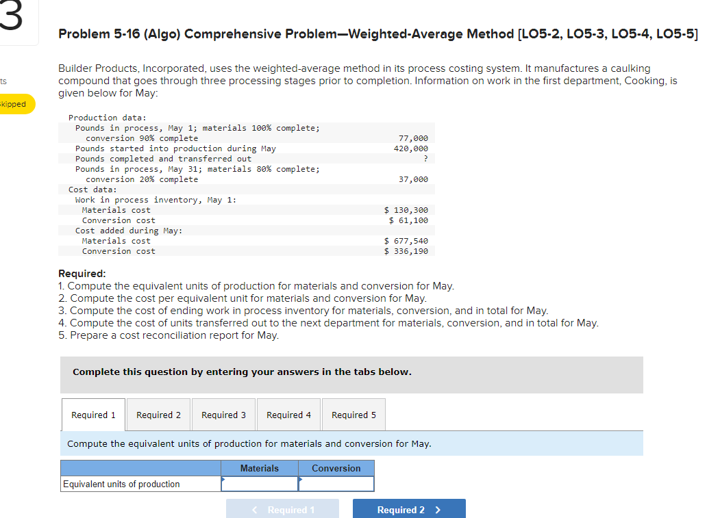 Solved Problem 5-16 (Algo) Comprehensive | Chegg.com