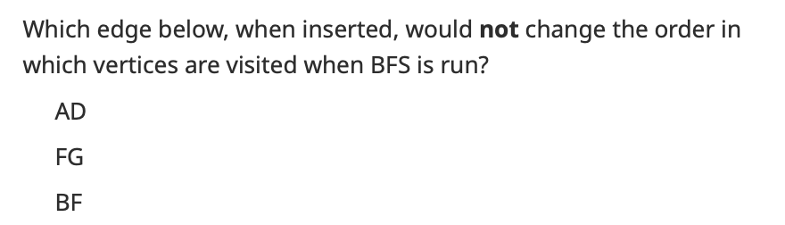 Solved Suppose we run BFS from A. If there is a tie in which | Chegg.com