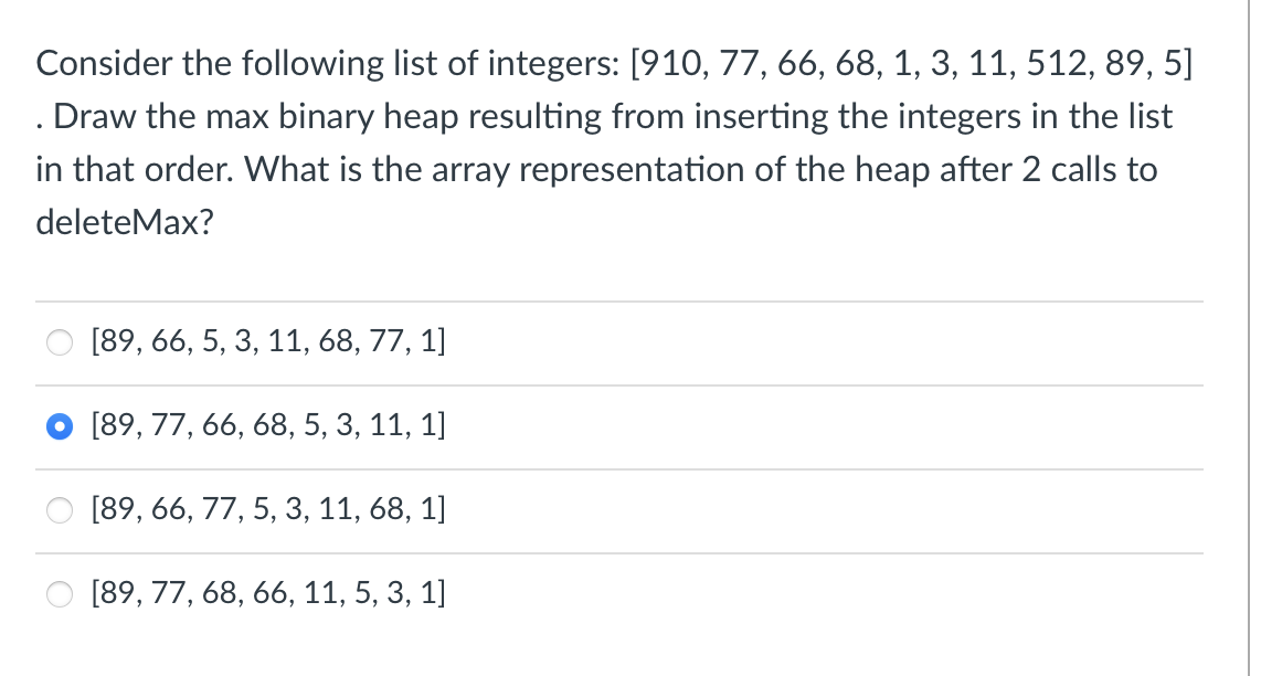Solved If the numbers 22,15 , and 3 are added to an empty | Chegg.com