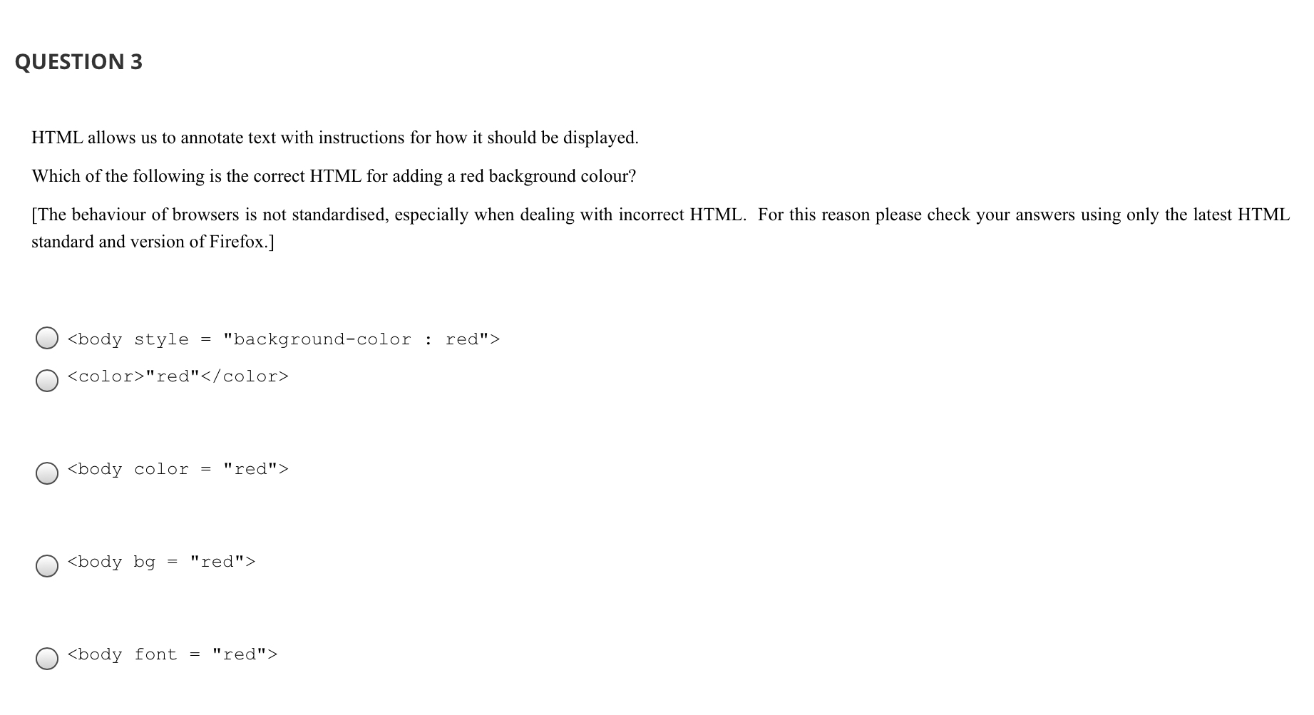 Solved QUESTION 3 HTML allows us to annotate text with | Chegg.com
