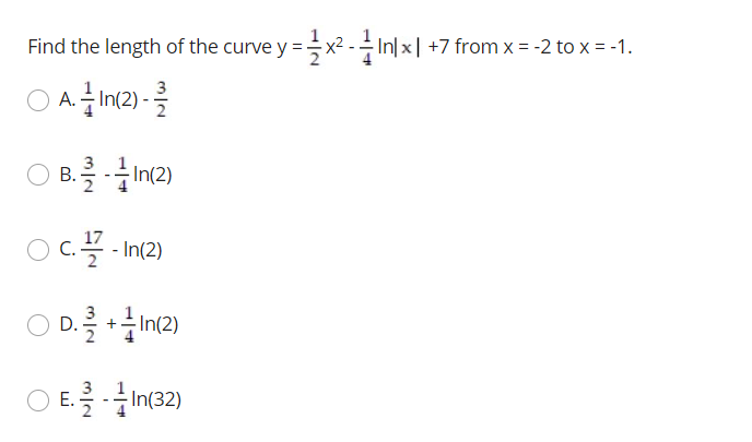 Solved Find the length of the curvey = {x2-1 n| x | +7 from | Chegg.com