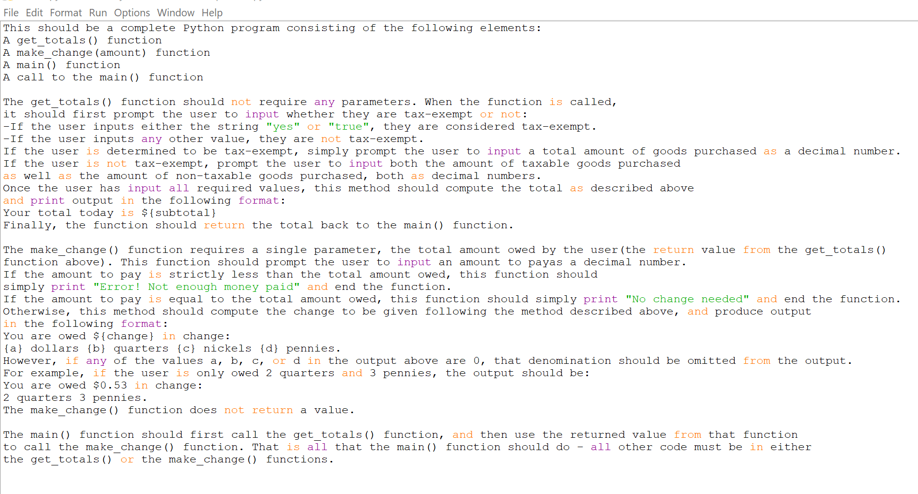 Solved This should be a complete Python program consisting | Chegg.com