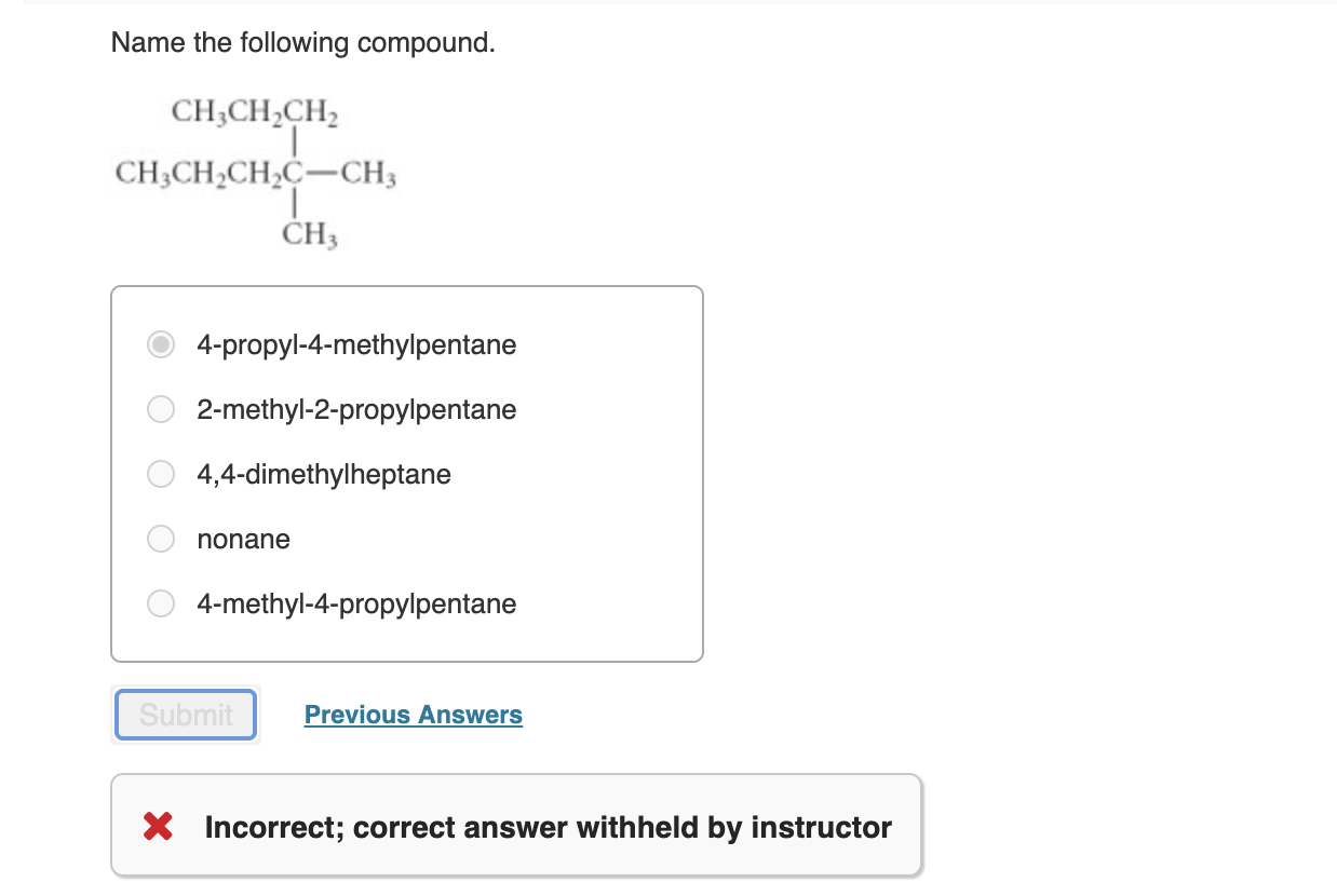 Solved Name the following compound. CH3CH2CH2 CH3CH2CH2C-CH3 | Chegg.com