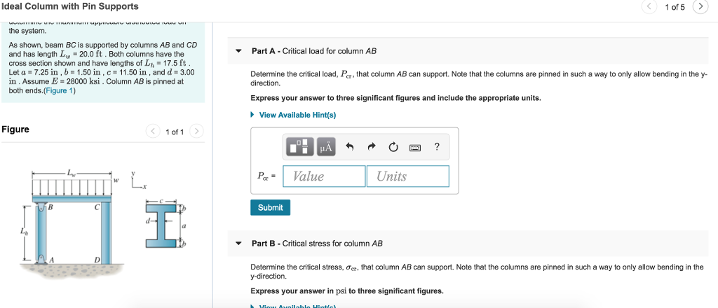 Solved Ideal Column with Pin Supports 1 of5 the system. As | Chegg.com