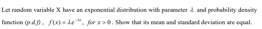 Solved Let random variable X have an exponential | Chegg.com