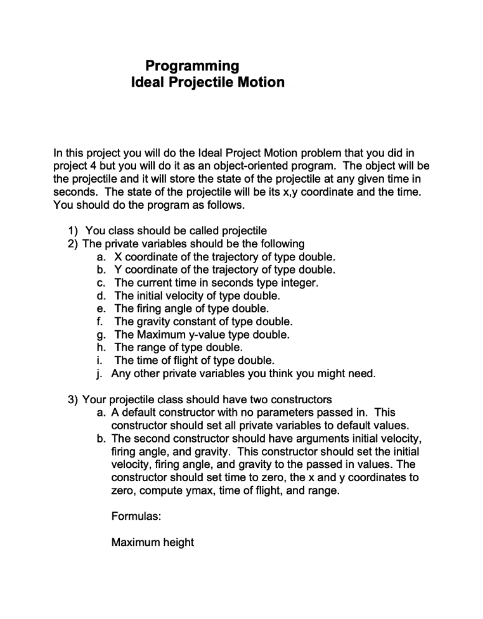 Solved Programming Ideal Projectile Motion In this project | Chegg.com
