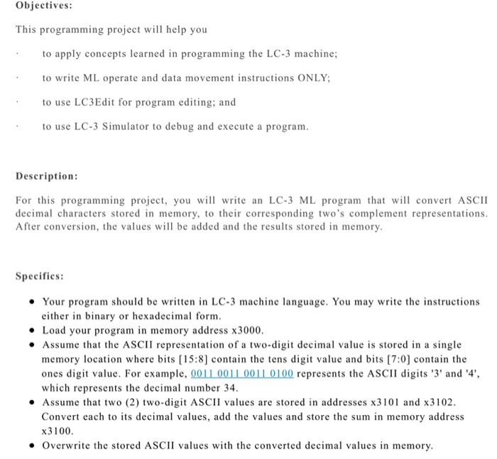 Solved Objectives: This programming projectw help you to | Chegg.com