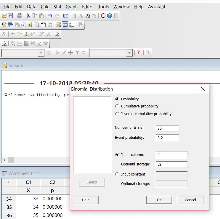 Solved Use Minitab to calculate the probability distribution | Chegg.com