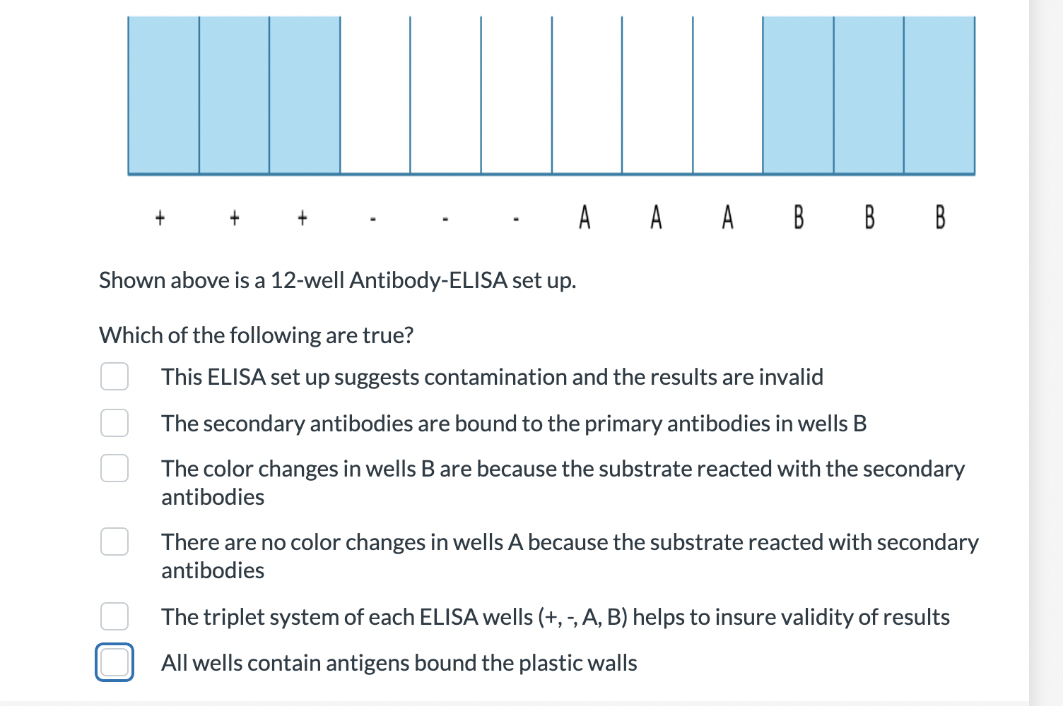 Solved Shown above is a 12-well Antibody-ELISA set up. Which | Chegg.com