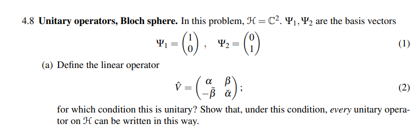 Solved 4.8 Unitary operators, Bloch sphere. In this problem, | Chegg.com