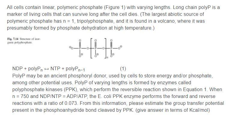 Solved All cells contain linear, polymeric phosphate (Figure | Chegg.com